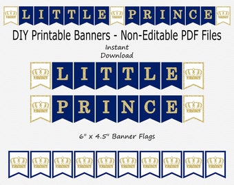 Welcome Little Prince Banner With Crowns Royal Blue & Gold | Etsy