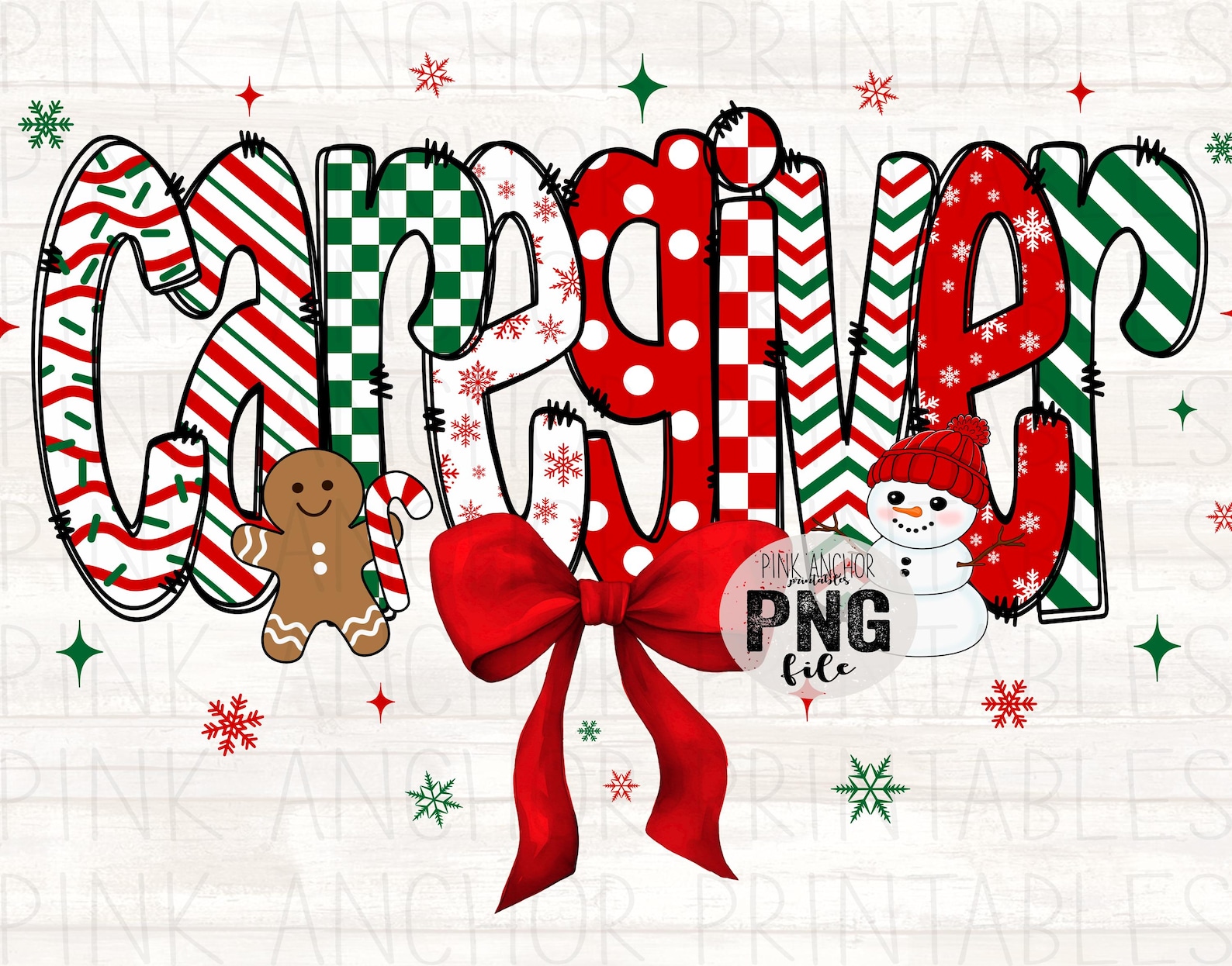 Instant Download Caregiver Christmas Snowflake Stripes Polka Dot ...