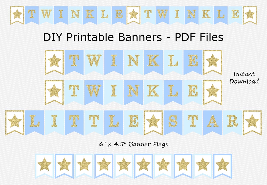 Twinkle Twinkle Little Star Banner With Stars - Light Blue, Pale Blue ...