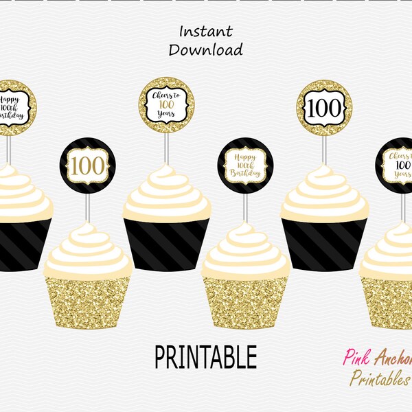 100th Cupcake Topper - Etsy