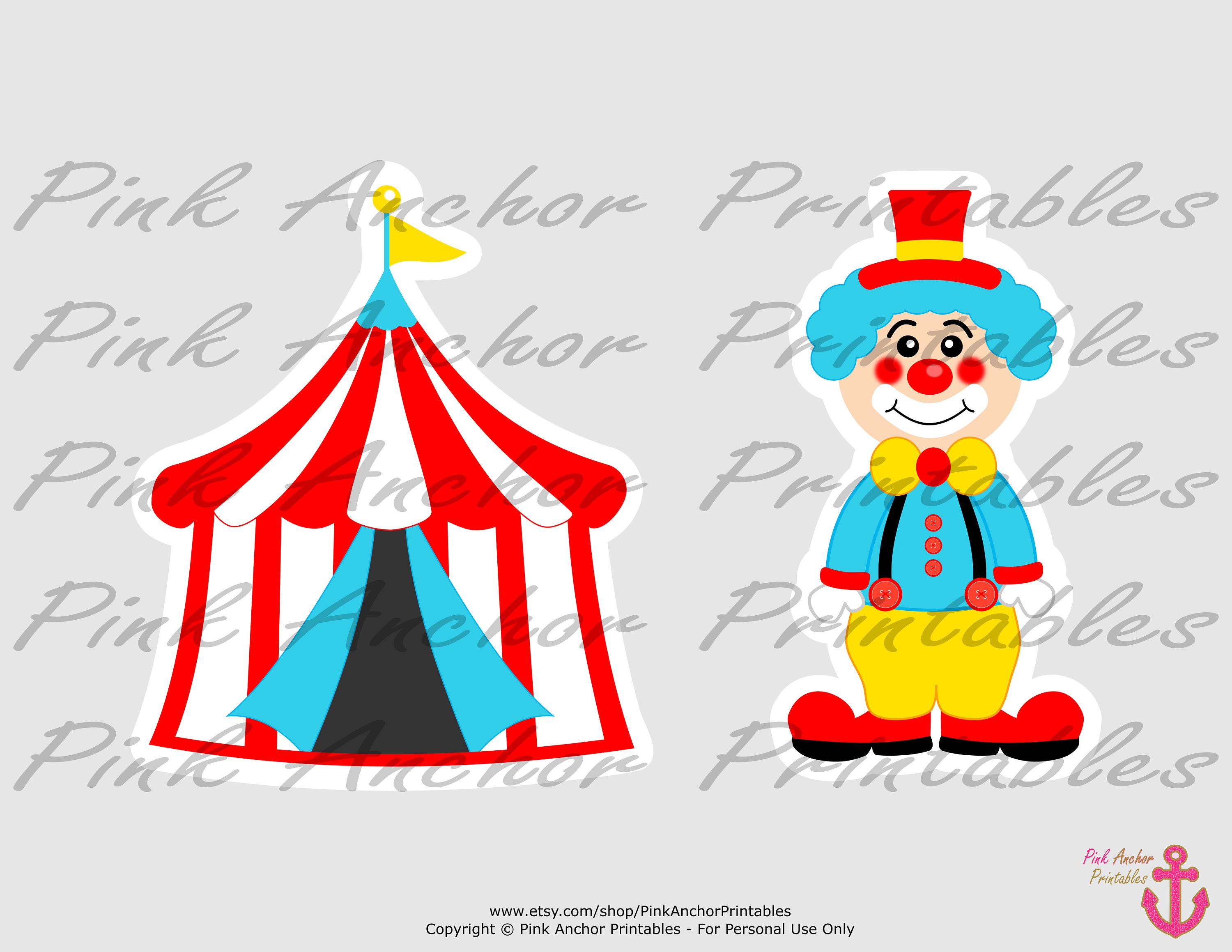 Printable Circus Centerpieces Red Blue Yellow Carnival - Etsy