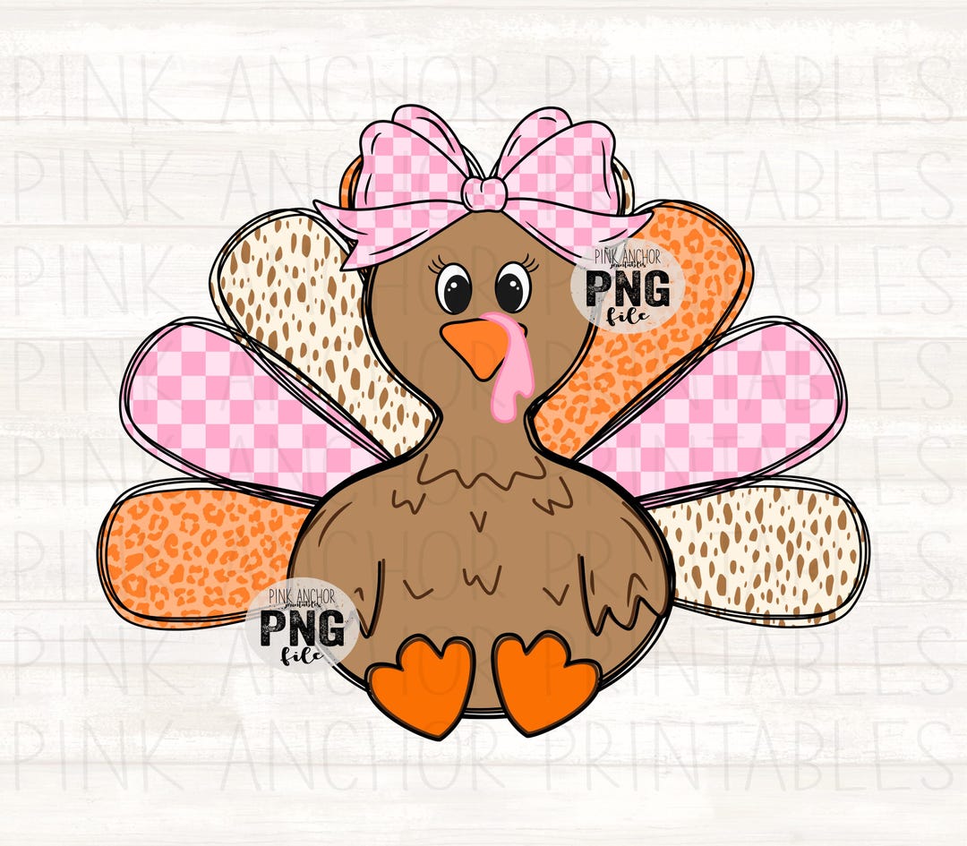 Instant Download Girl Turkey Bow Cheetah Leopard Checker Thanksgiving ...