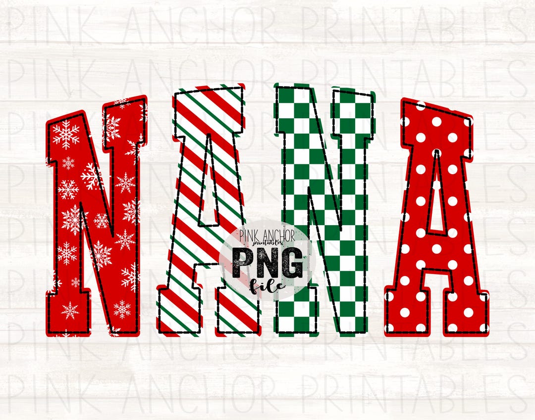 Instant Download Nana Christmas Checkered Snowflake Stripes Polka Dot ...