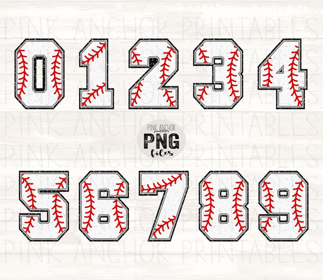 Instant Download 10 Separate Designs Baseball T-ball Numbers Bundle 0-9 ...