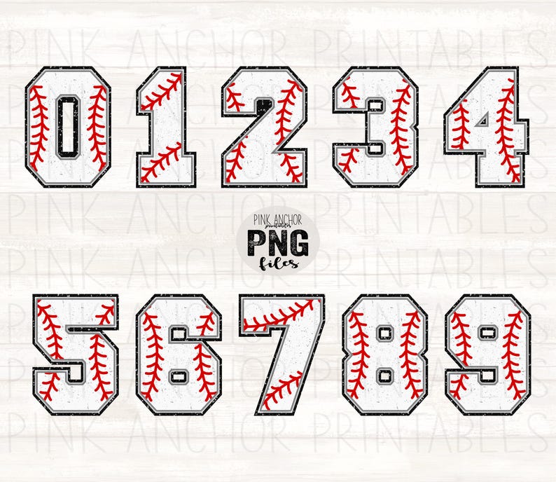 Instant Download 10 Separate Designs Baseball T-ball Numbers Bundle 0-9 ...