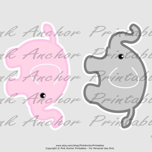 Printable Elephant Centerpieces Light Pink & Light Grey Girl Baby ...