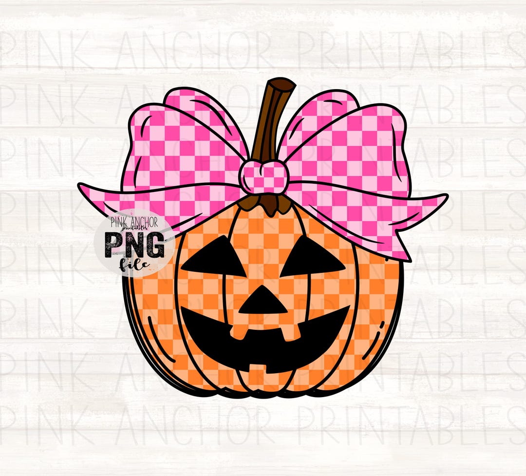 Instant Download Girl Bow Jack-o-lantern Pink Checker Halloween ...