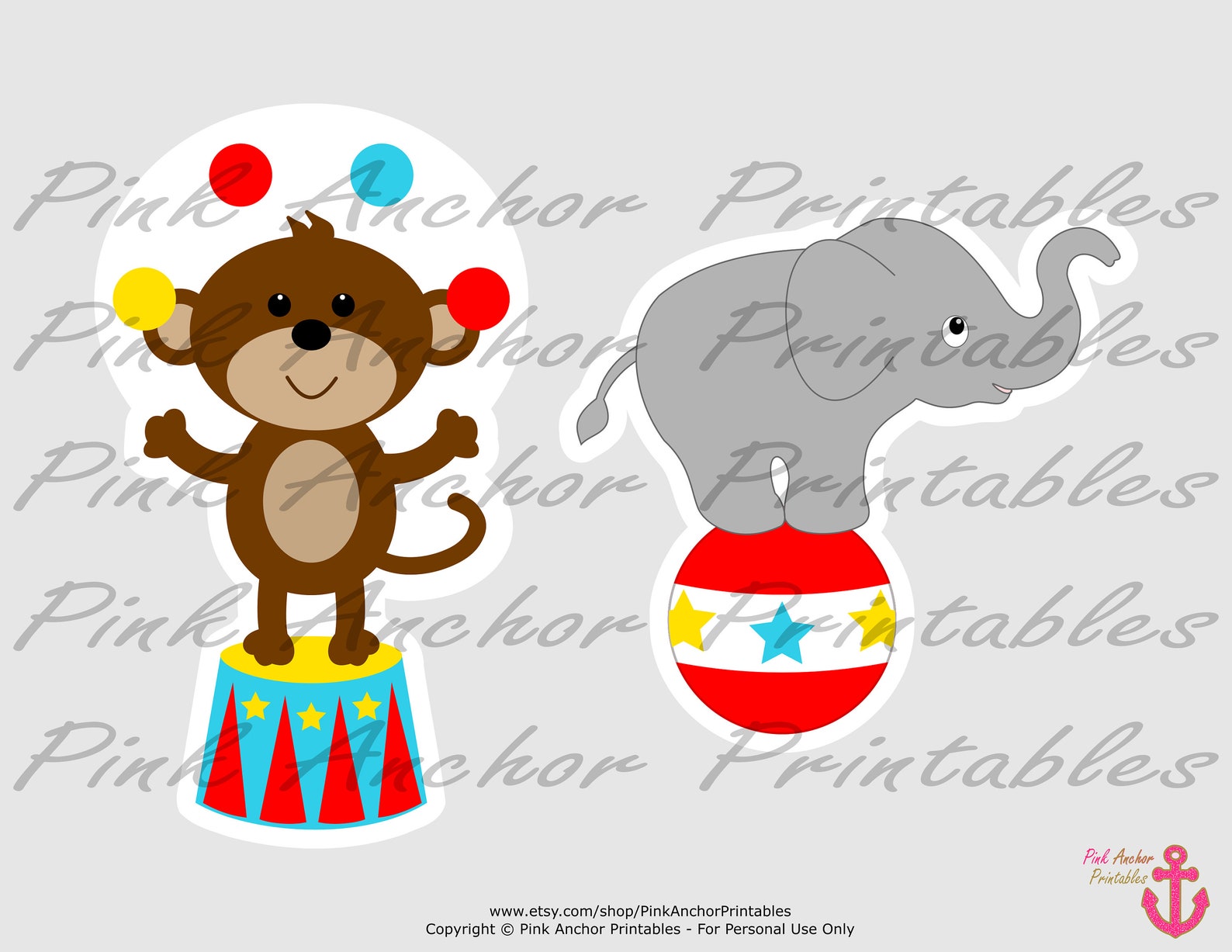 Printable Circus Centerpieces Red Blue Yellow Carnival - Etsy
