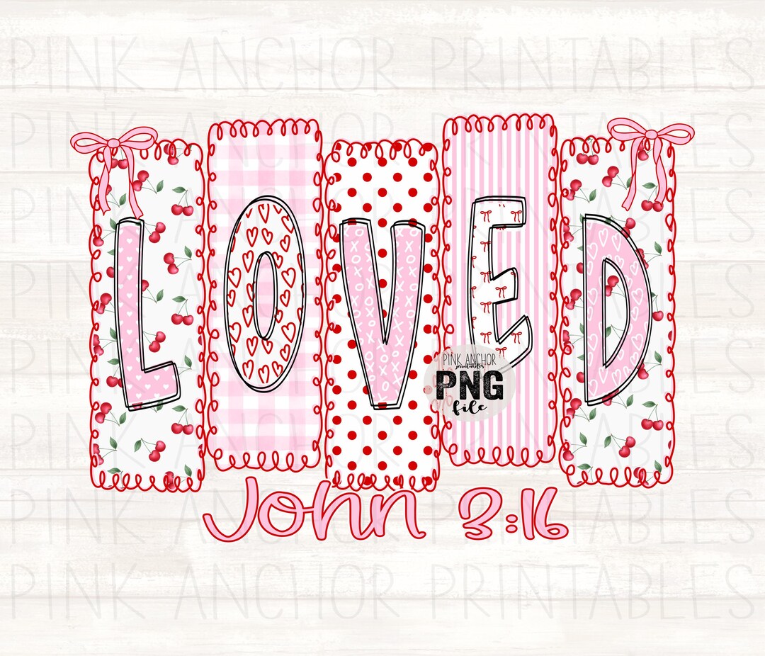 Instant Download Loved John 3:16 Preppy Coquette Bow Heart Xoxo Cherry ...