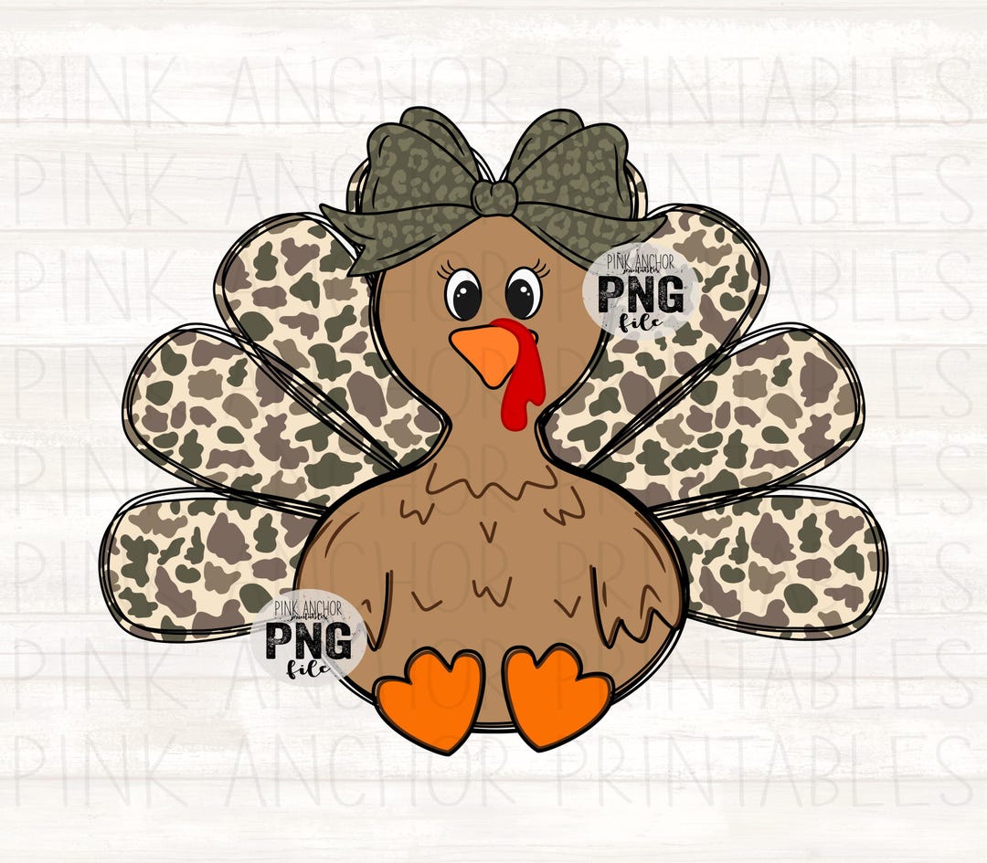 Instant Download Girl Turkey Bow Cheetah Leopard Camo Thanksgiving Hand ...