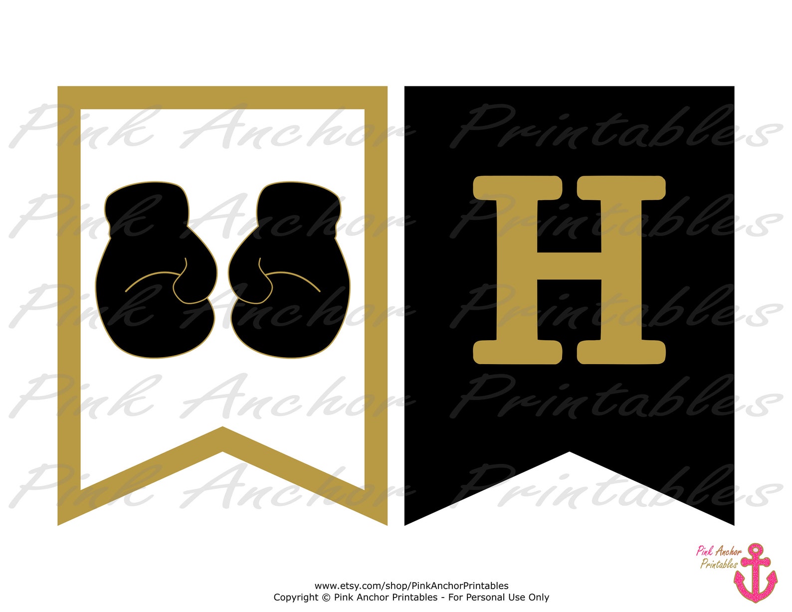 Happy Birthday Banner Black & Gold Boxing Glove Boy - Etsy