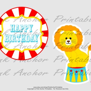 Printable Circus Centerpieces - Red, Blue, Yellow - Carnival Birthday ...