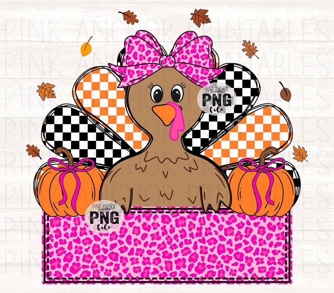 Instant Download Girl Turkey Bow Pumpkin Thanksgiving Pink Cheetah ...