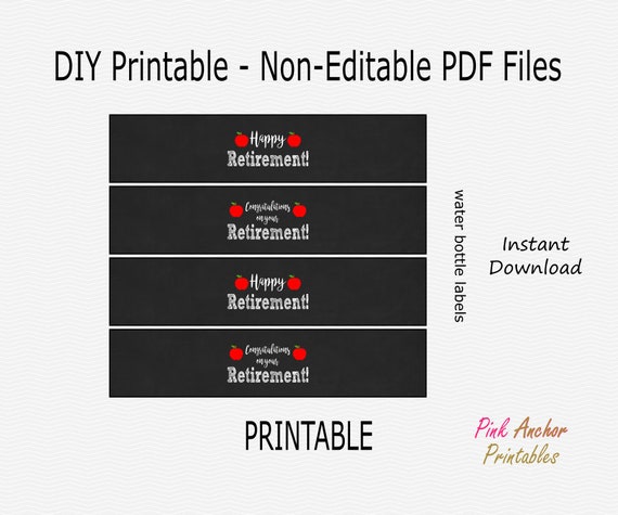 Retirement Water Bottle Labels Black Chalkboard Teacher - Etsy