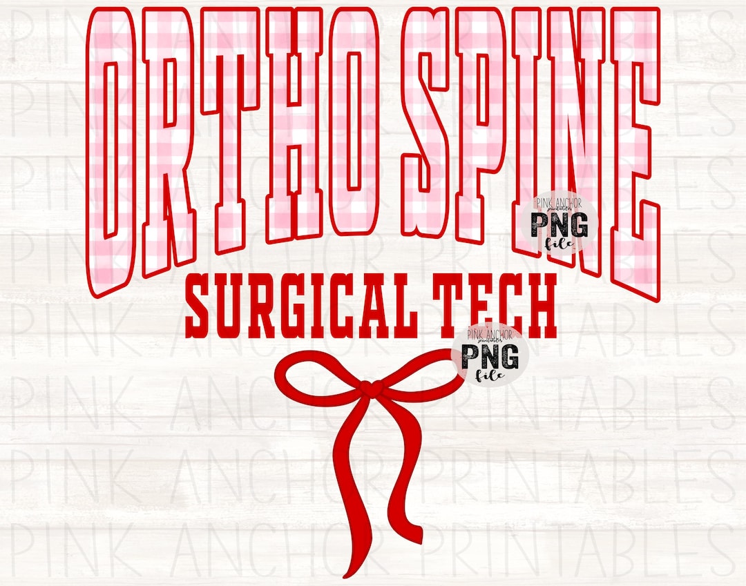 Instant Download Ortho Spine Surgical Tech Red Pink Gingham Coquette ...