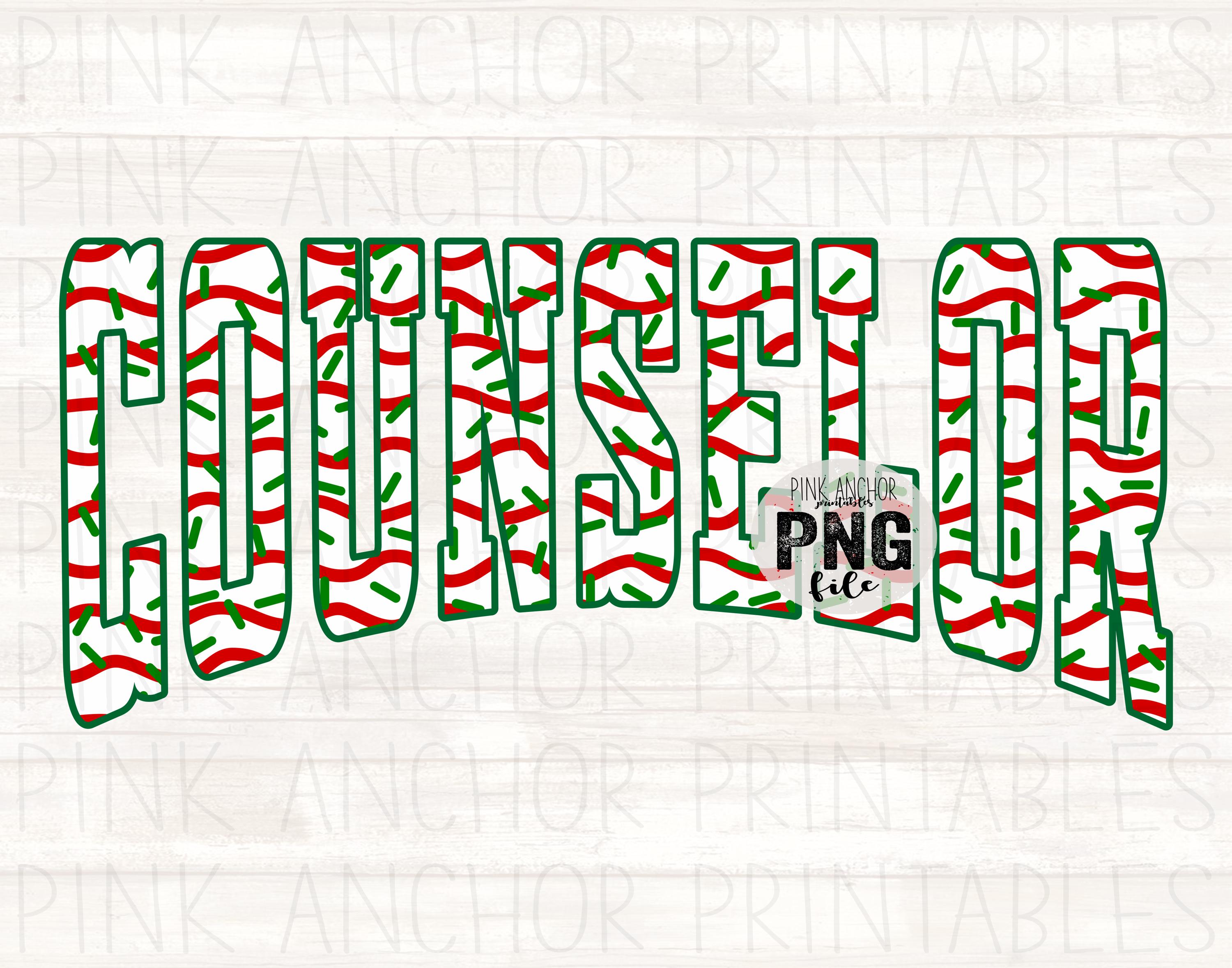 Instant Download Counselor Christmas Coquette Bow Png File Red Green ...