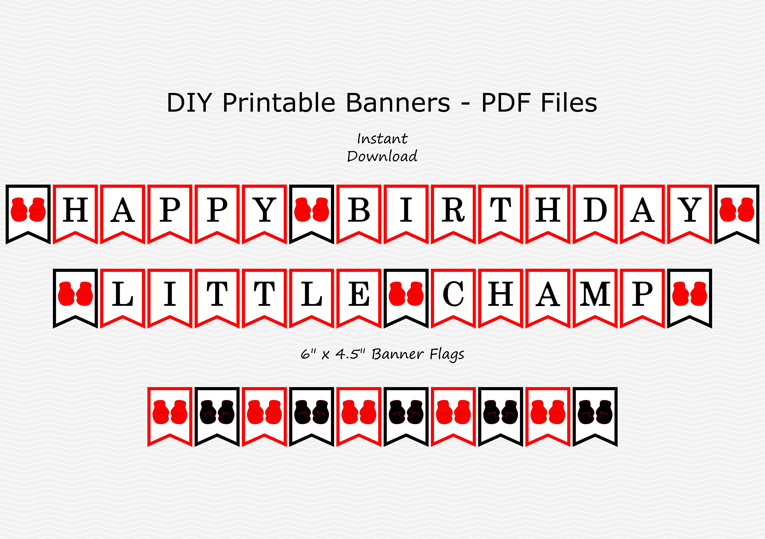 Happy Birthday Little Champ Banner Red & Black Boxing | Etsy