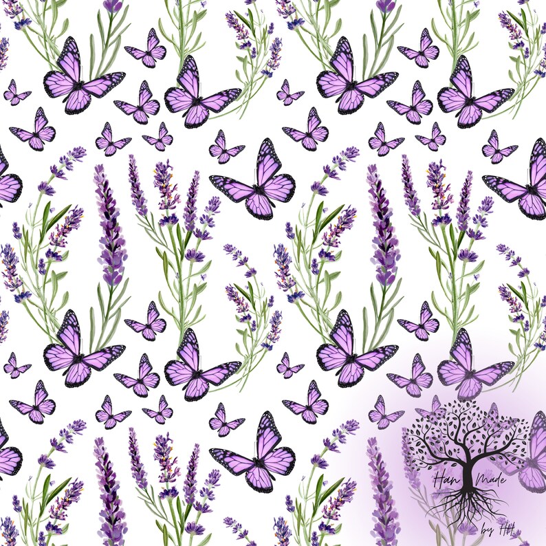 Lavender Oasis, Floral Butterfly Seamless Design - Etsy