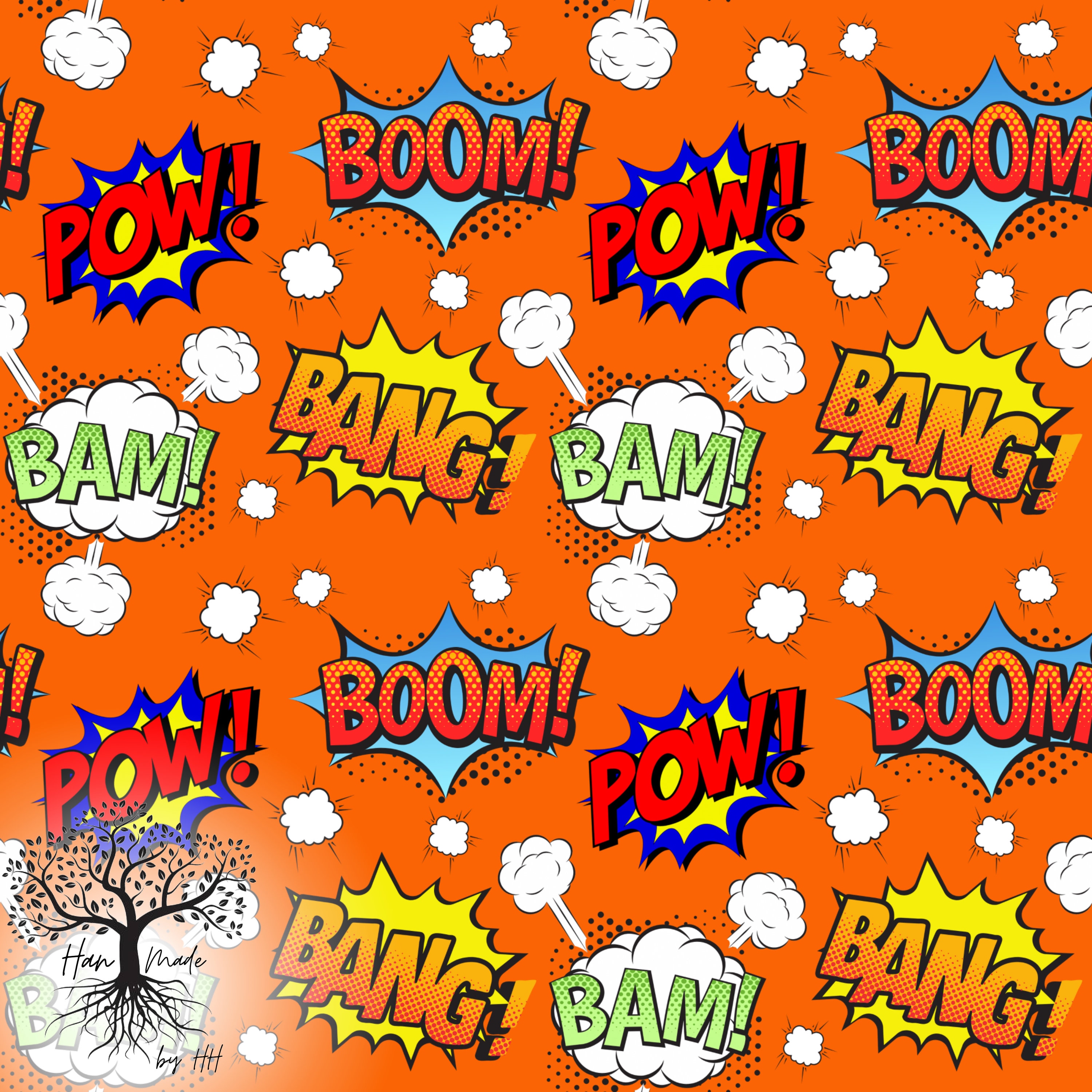 Bam Bang Boom Pow Seamless Design, Superhero Comic Sounds - Etsy