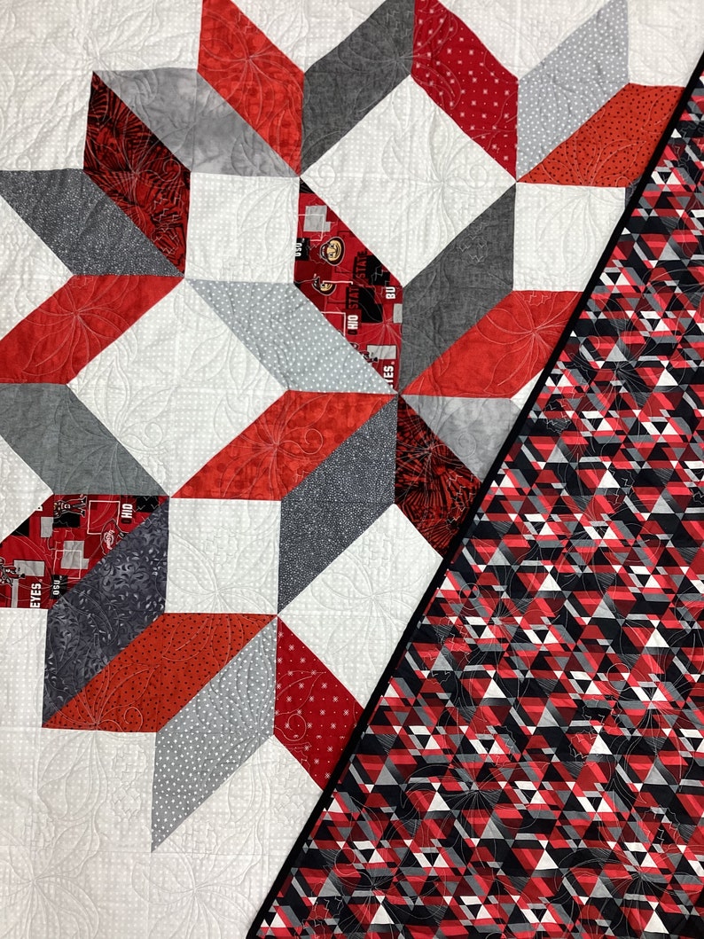Ohio State University- OSU Buckeyes- Red and Grey Quilt - Throw Quilt ...