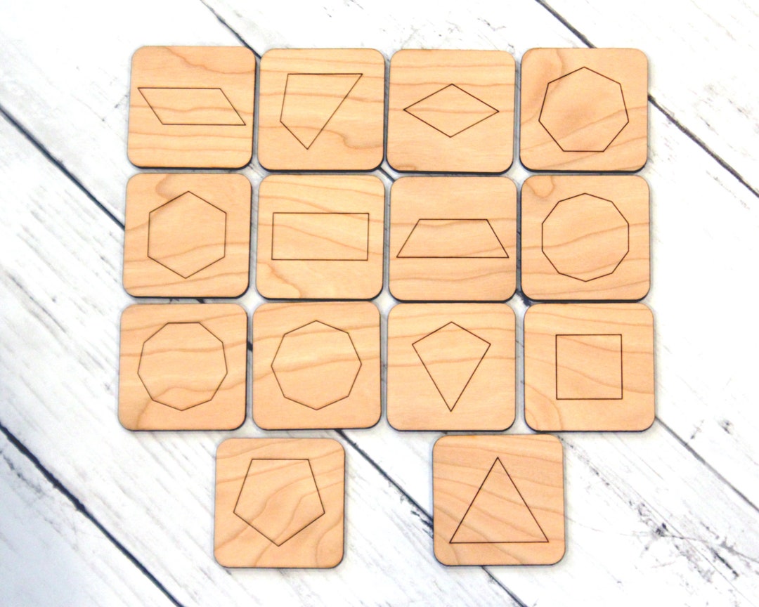 Solid Cherry Wood Geometry Tiles, Math Learning Aid - Etsy