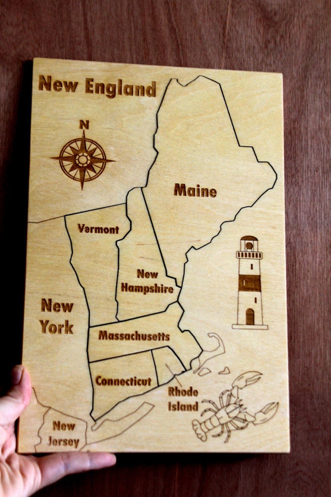 New England Wooden Puzzle, Northeastern United States, Maine, Kids ...