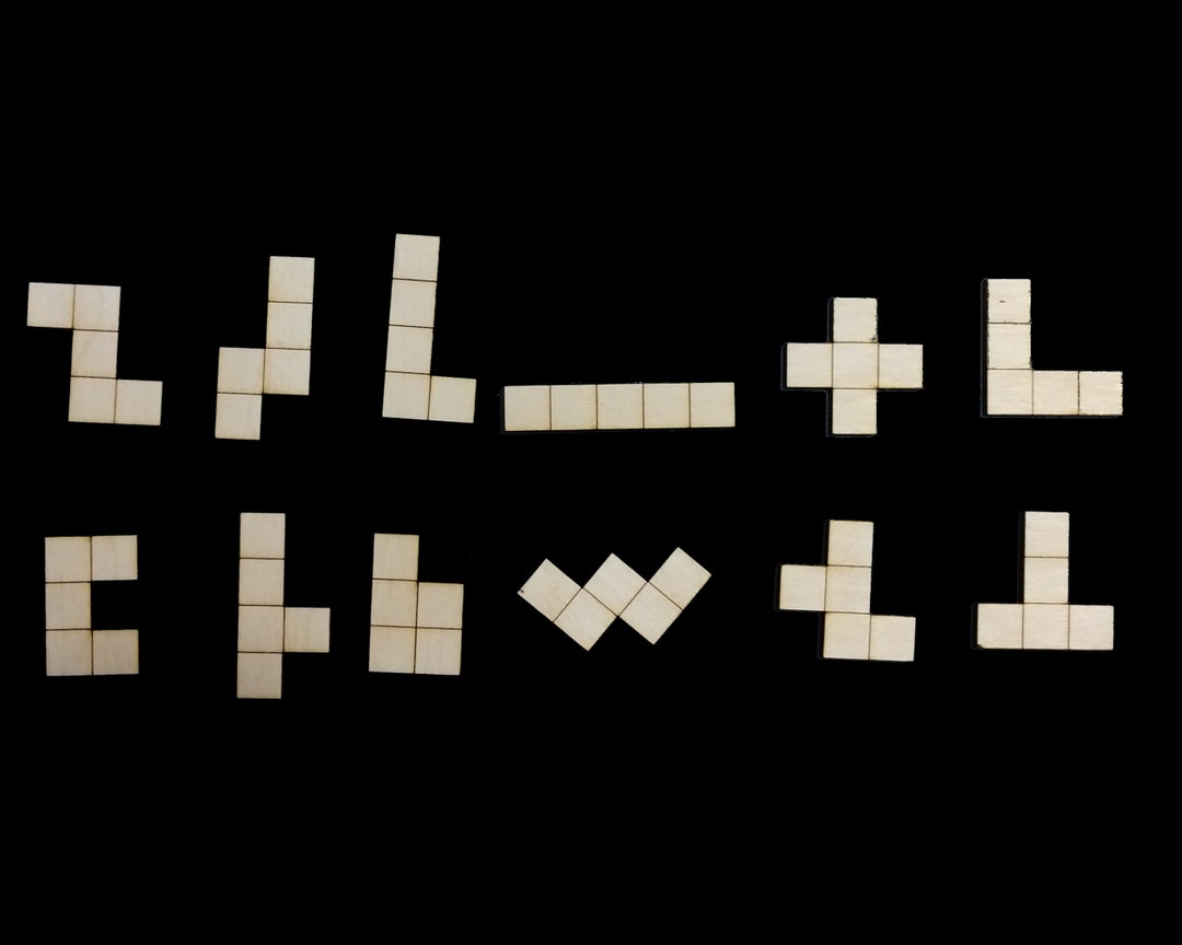 Pentominoes Full Set of 12 Shapes, Wooden, Montessori, Homeschooling ...
