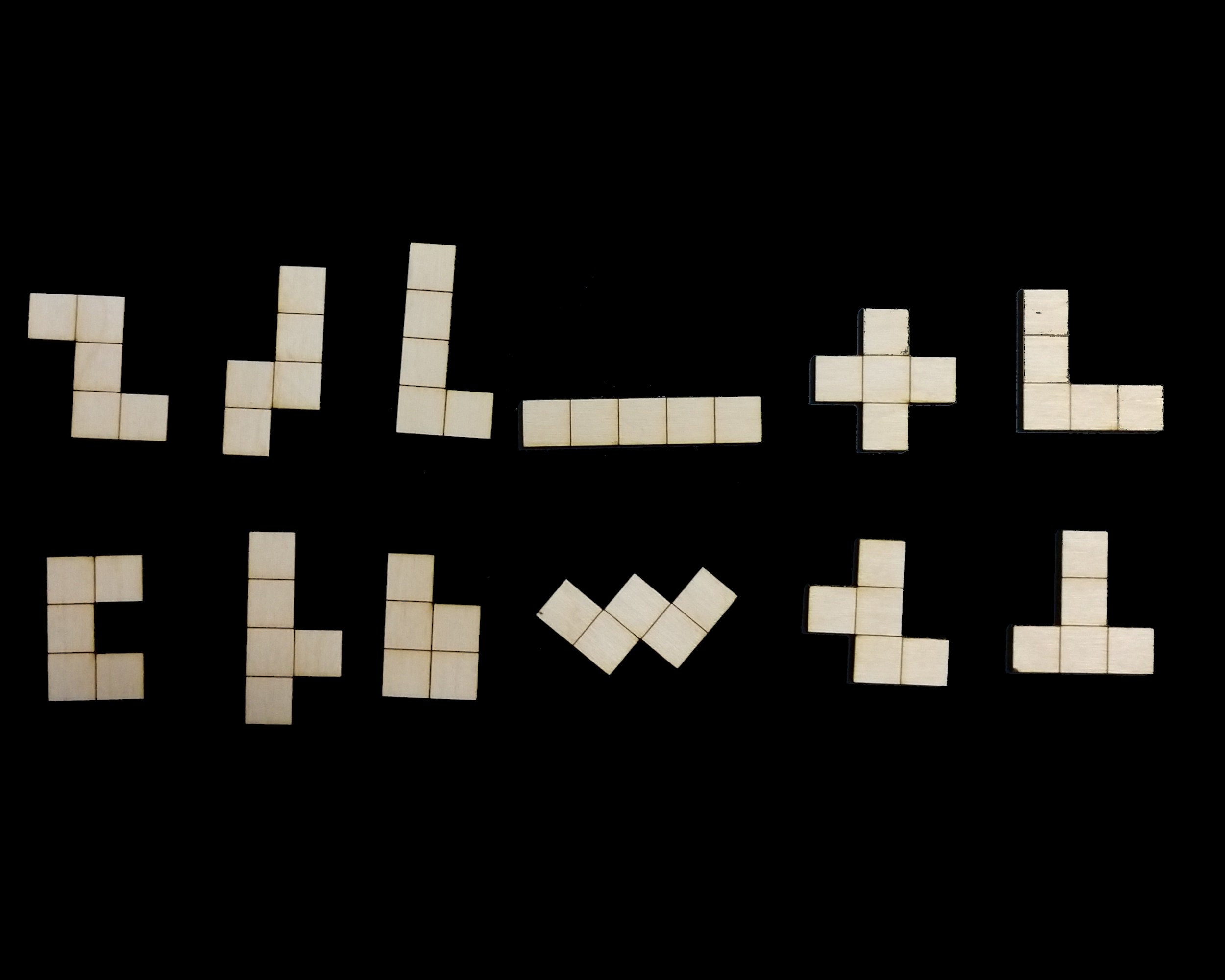 Pentominoes Full Set of 12 Shapes, Wooden, Montessori, Homeschooling ...