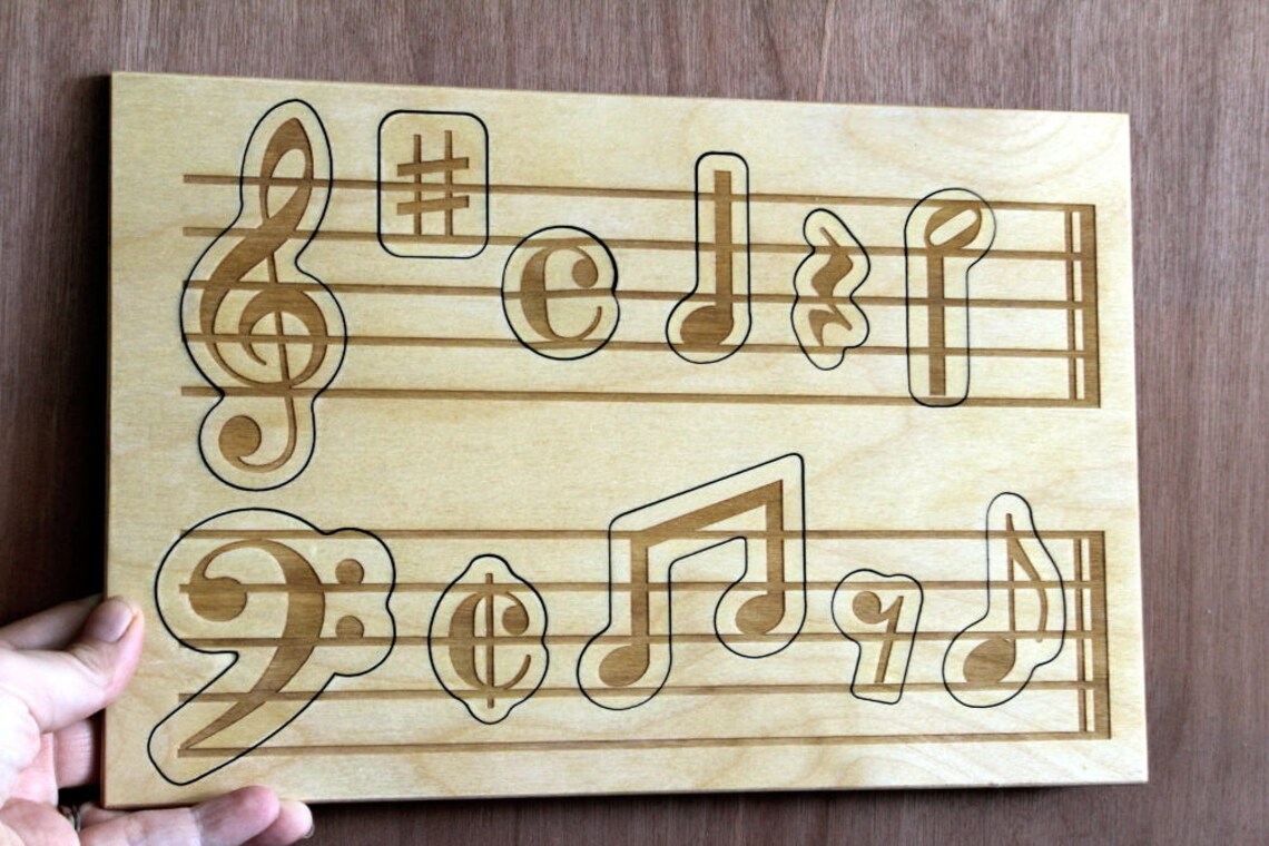 Wooden Music Puzzle Children's Puzzle Music notes | Etsy