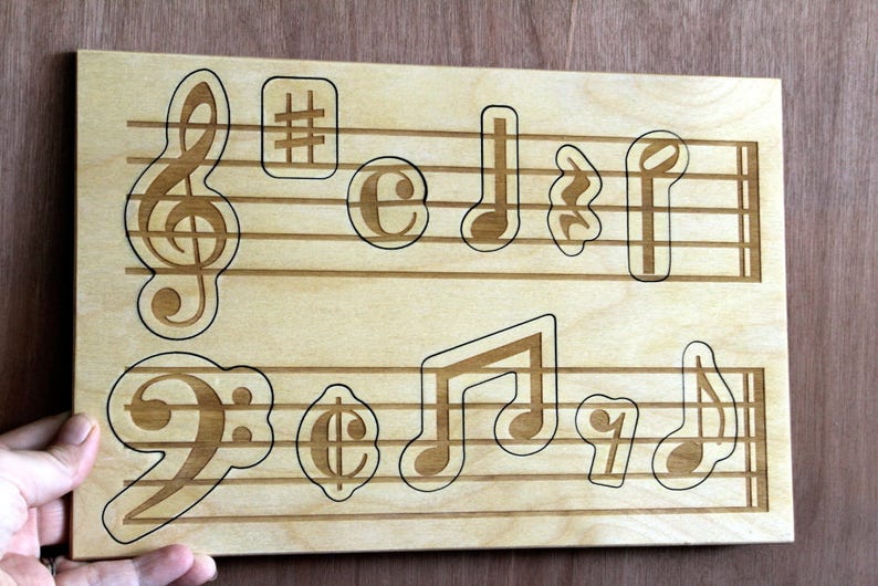 Wooden Music Puzzle Children's Puzzle Music Notes - Etsy