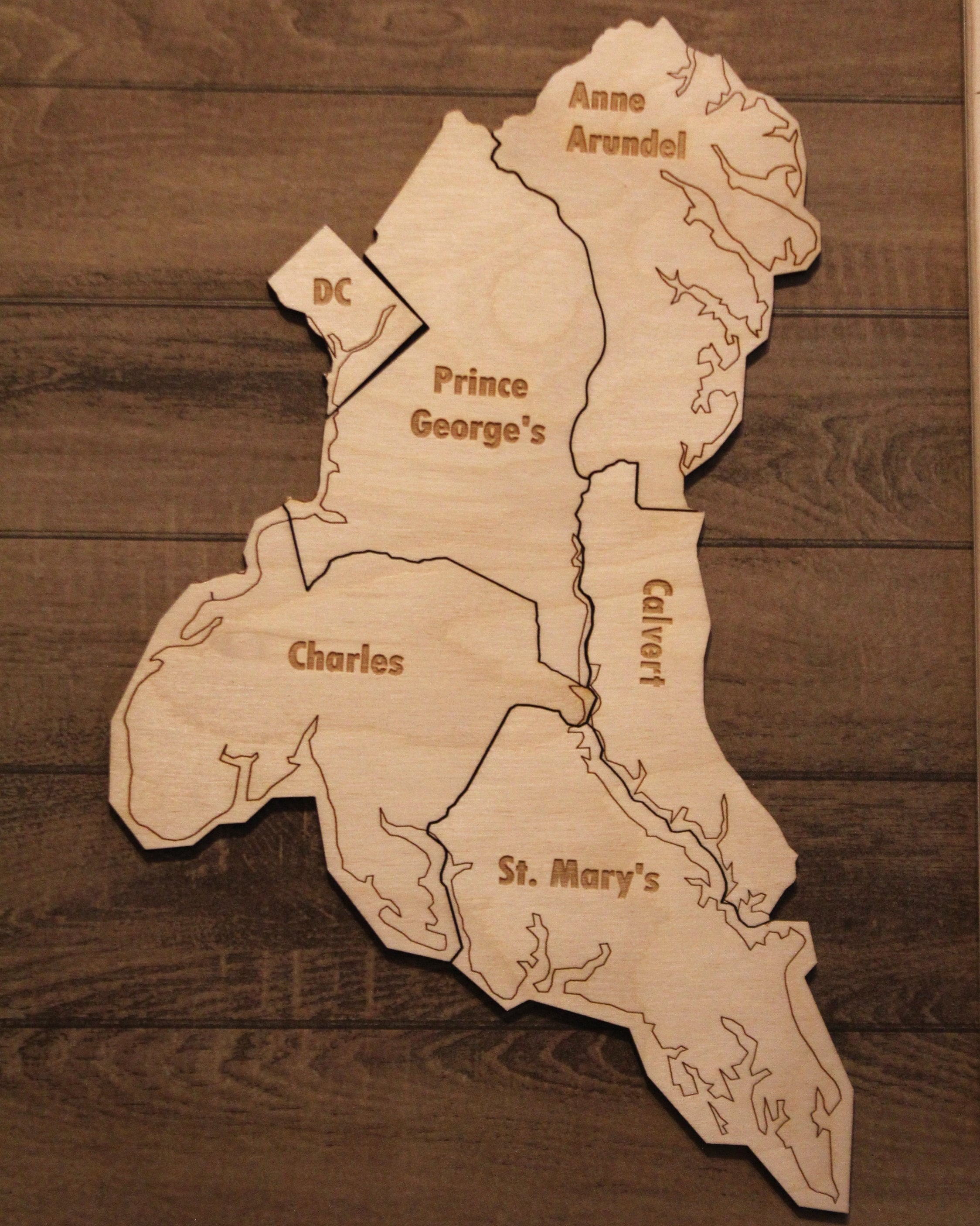 Southern Maryland Wooden Puzzle, MD, Kids Vacation Gift, Geography ...