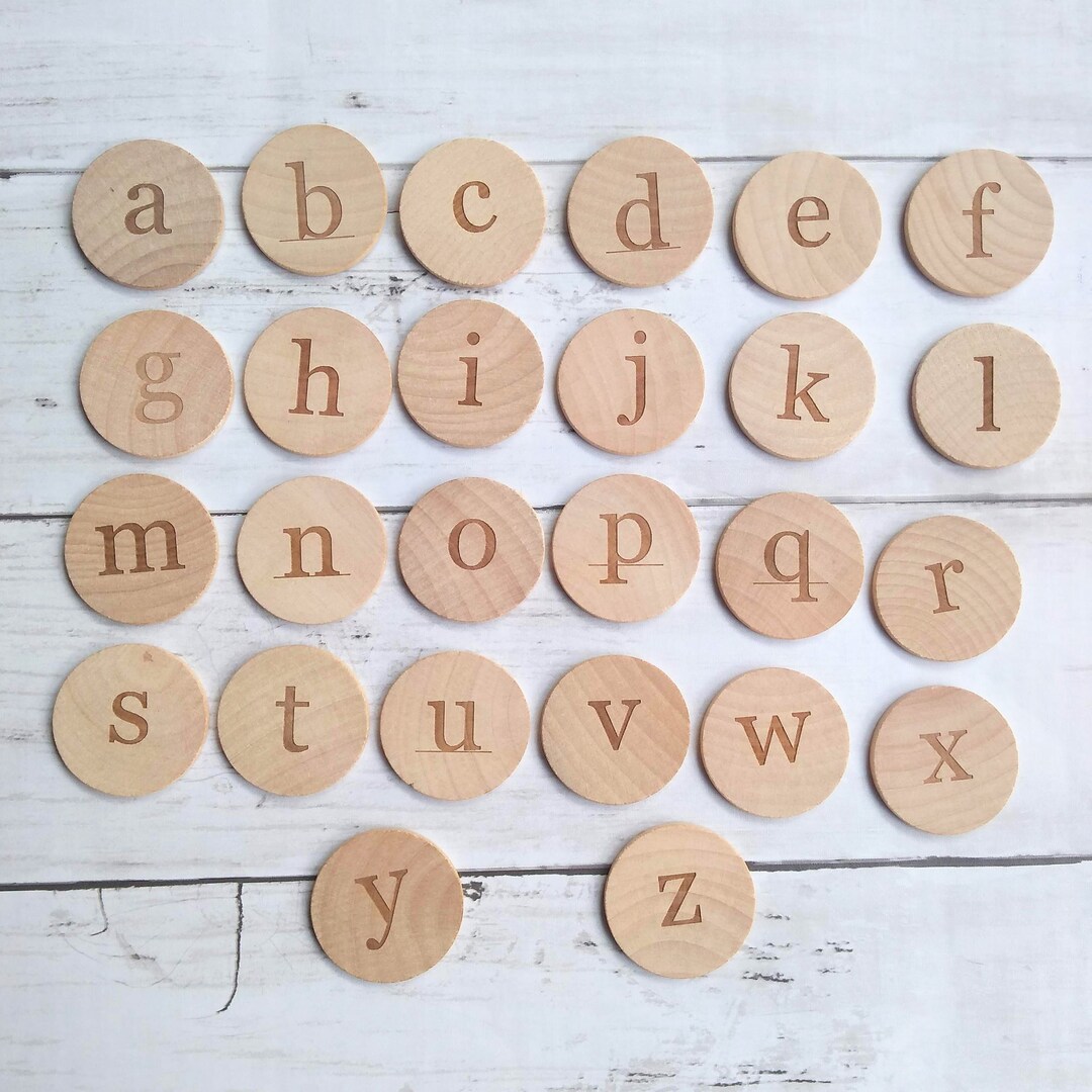 Lowercase Alphabet Discs, Wooden Letter Circles, English, Preschool ...
