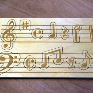 Wooden Music Puzzle, Children's Puzzle, Music Notes, Treble Clef, Base ...