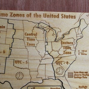 US Time Zone Wooden Puzzle, United States Map, Geography, Kids Learning ...