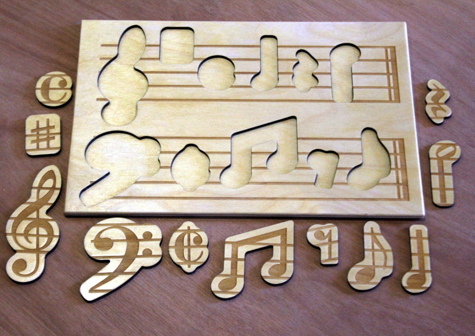 Wooden Music Puzzle Children's Puzzle Music notes | Etsy