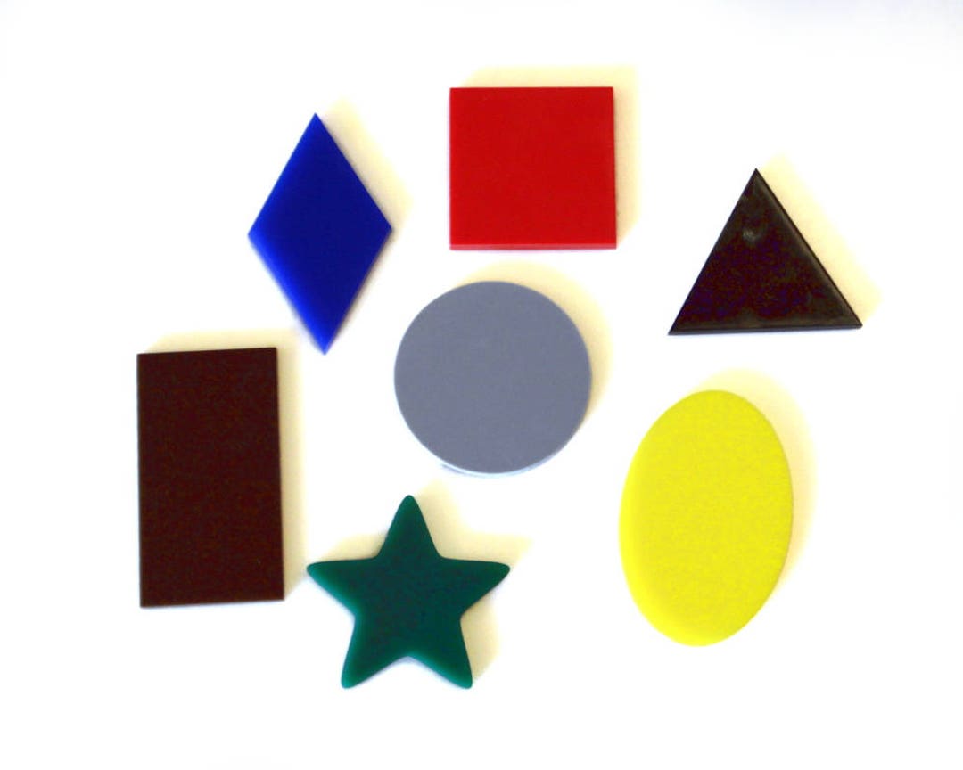 Basic Geometric Shapes, Set of 7, Colorful Acrylic, Montessori Learning ...