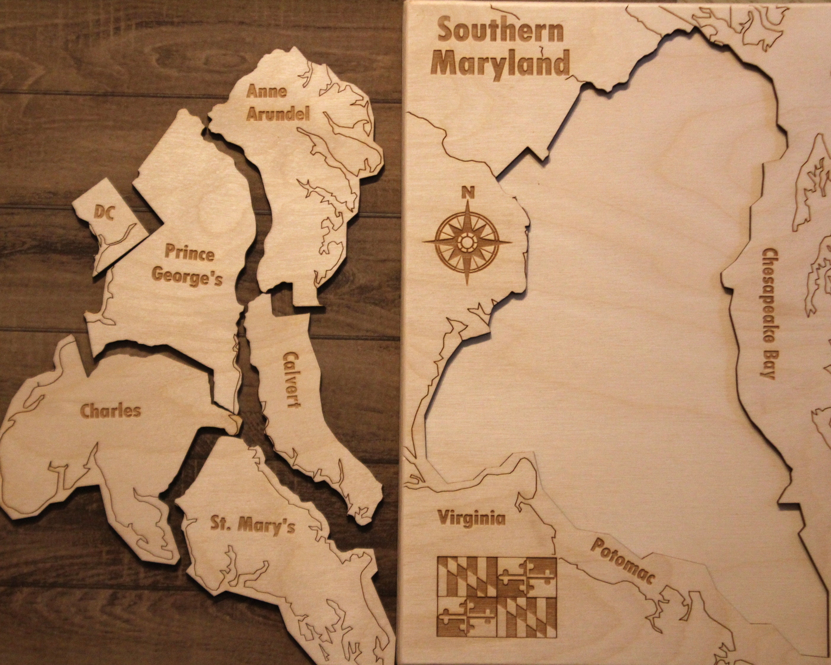 Southern Maryland Wooden Puzzle, MD, Kids Vacation Gift, Geography ...