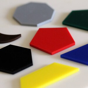 Complex Geometric Shapes, Set of 7, Colorful Acrylic, Montessori ...