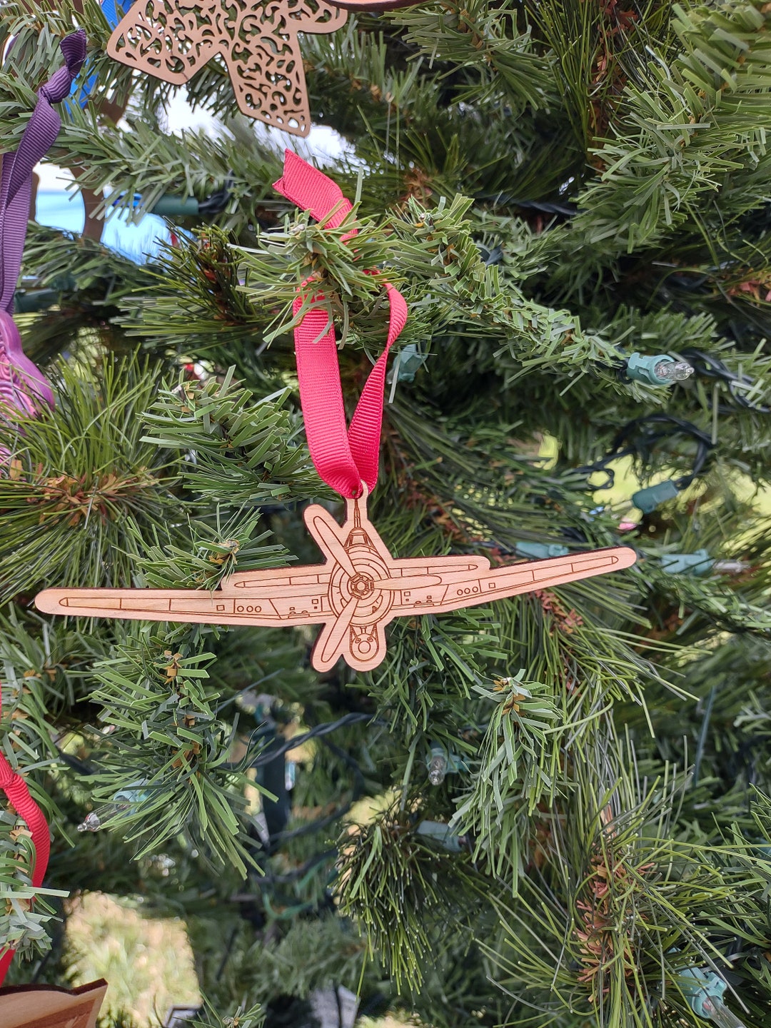 Hellcat Wooden Airplane Ornament, Laser Cut, Front View, Pilot Gift ...
