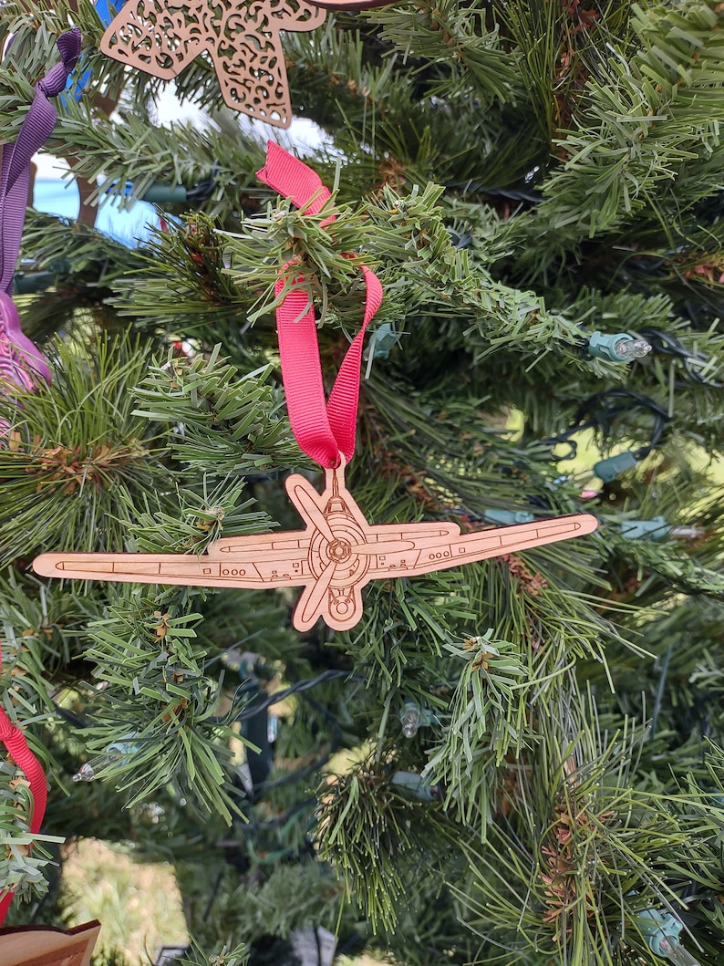 Hellcat Wooden Airplane Ornament, Laser Cut, Front View, Pilot Gift ...