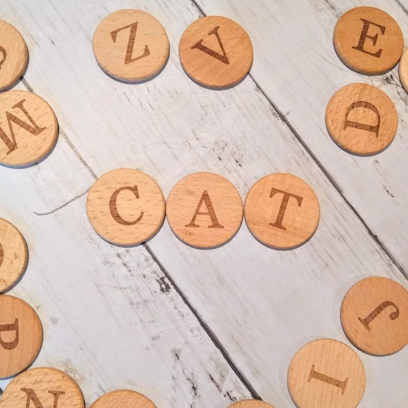 Uppercase Alphabet Discs Wooden Letter Circles English | Etsy