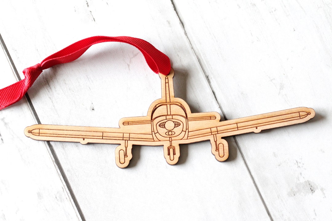 Piper Cherokee Wooden Airplane Ornament, Laser Cut, Front View, Pilot ...