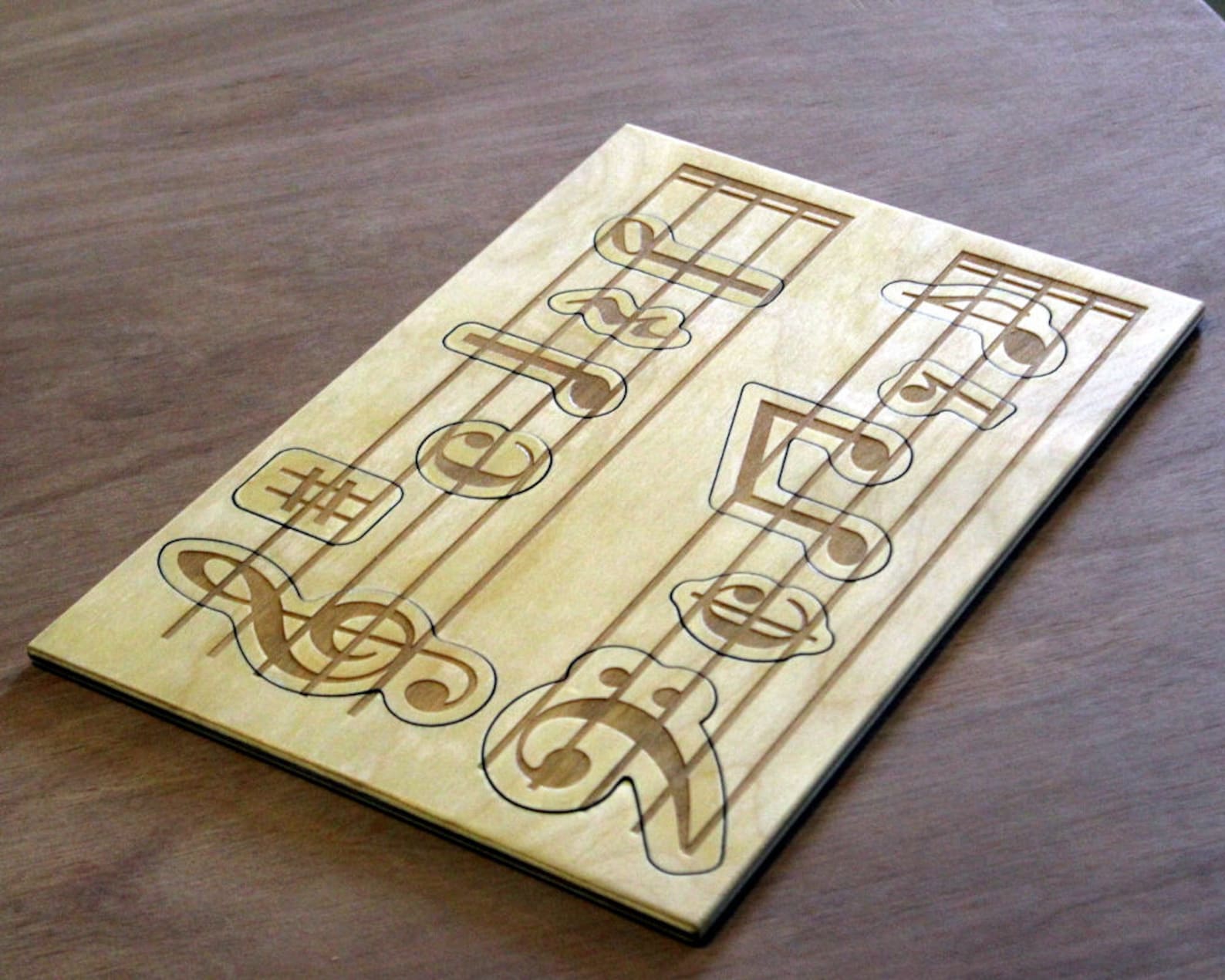 Wooden Music Puzzle Children's Puzzle Music Notes - Etsy