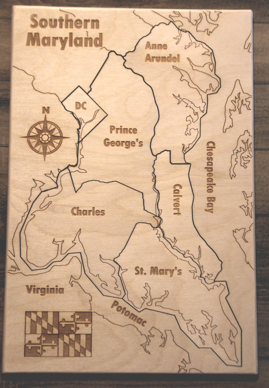 Southern Maryland Wooden Puzzle, MD, Kids Vacation Gift, Geography ...