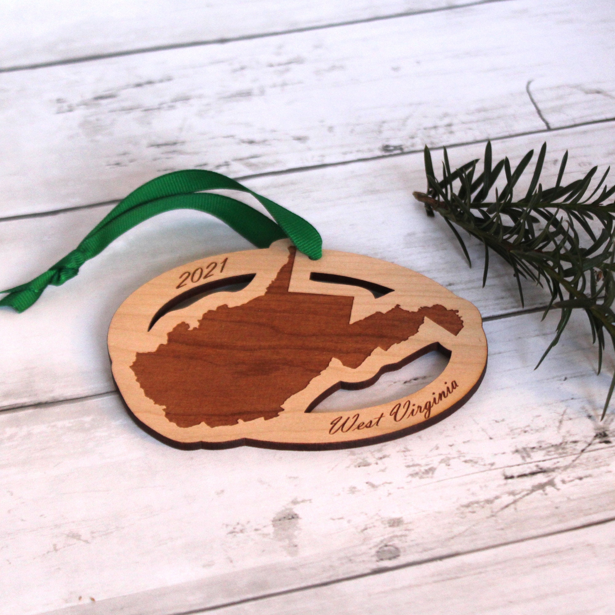 West Virginia Wooden Ornament Christmas Custom | Etsy