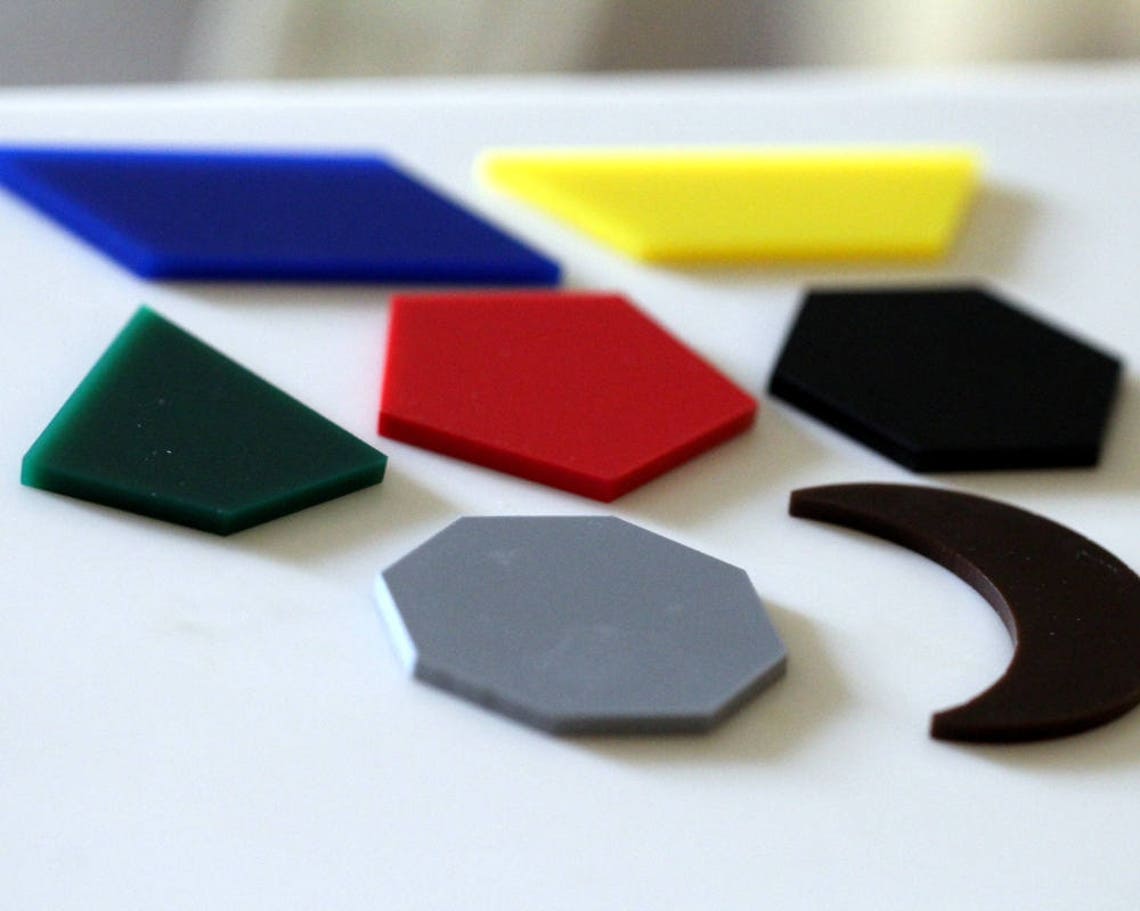 Complex Geometric Shapes set of 7 colorful acrylic | Etsy