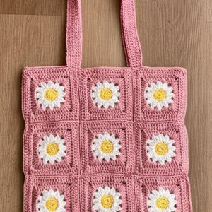 Handmade Daisy Granny Square Tote Bag -crochet Shoulder Bag - Etsy
