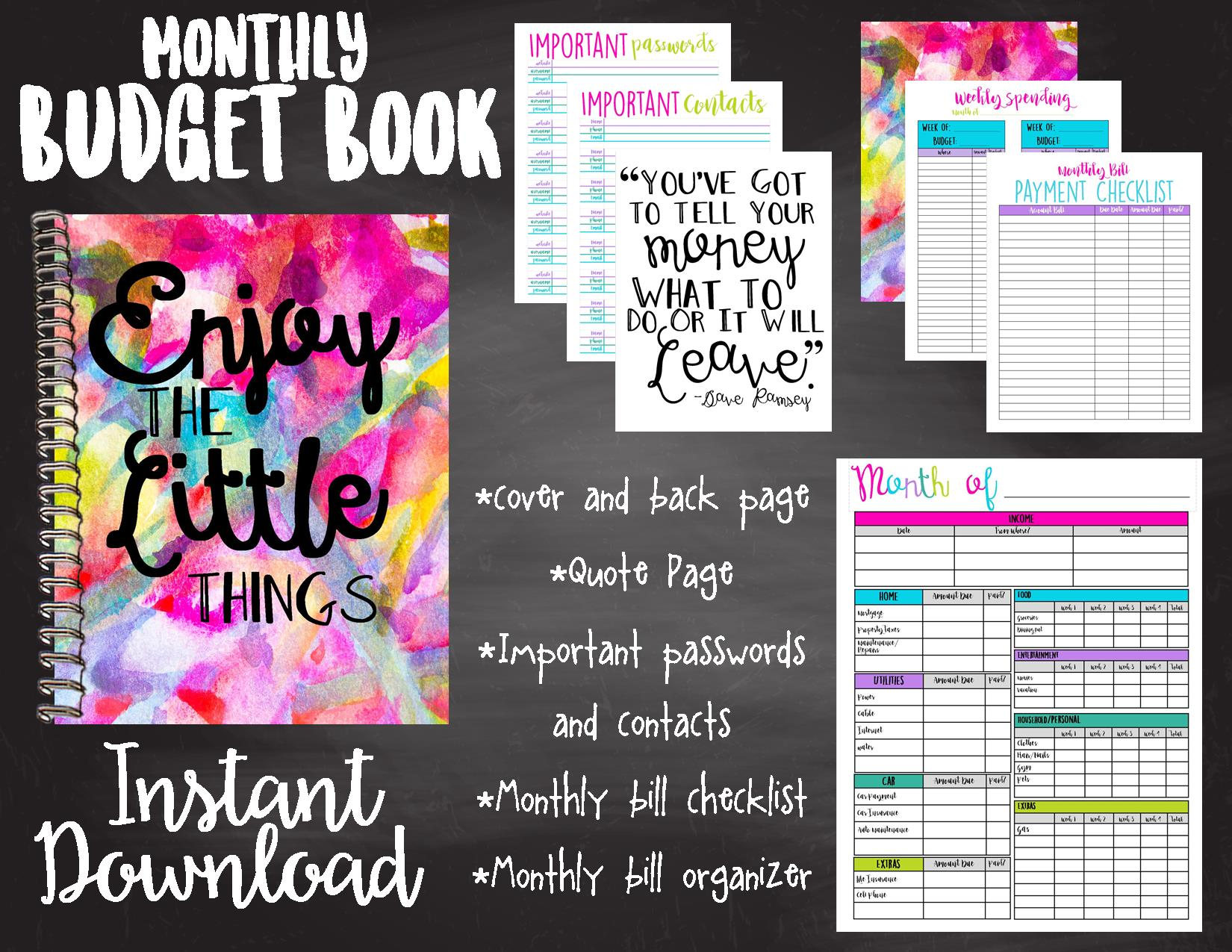Budget Book Colorful Budget Book Simple Budget Book Instant Download ...