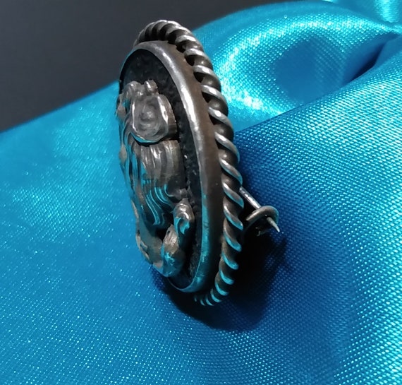 Sterling Antique Horse Bridle Rosette Cameo Pin ~ Equ… - Gem