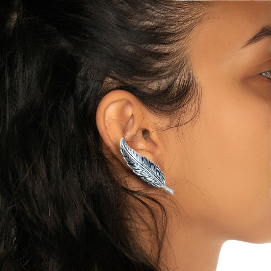 1940s Signed Sterling Silver Feather Screw-back Earrings 925 RARE Jewel ...